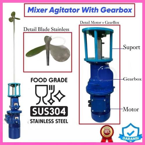 Jual AGITATOR MIXER MOTOR YUEMA 0.75KW 1HP 4POLE 3PHASE 200RPM GEAR BOX ...