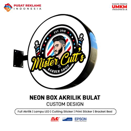 Jual Pusat Reklame Indonesia - Neon Box Bulat Barbershop Premium LED 2 ...