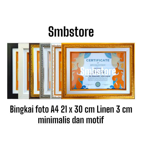 Jual Bingkai frame pigura foto A4 (21x30cm) Linen motif - Putih ...