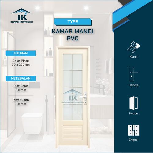 Jual IK - (PINTU TOILET PVC) Set Pintu Kamar Mandi PVC 200x70 Full Kaca ...