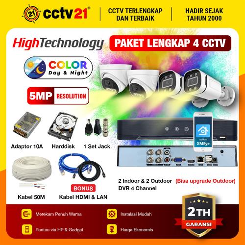Jual Paket CCTV 4 Channel Camera 5MP HIGH TECHNOLOGY ColorVu Full Color ...