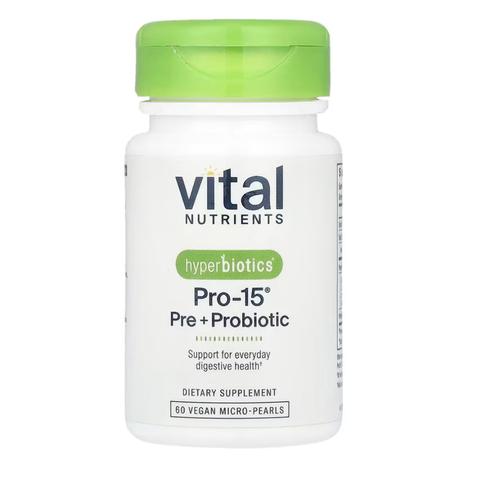 Jual Vital Nutrients, Hyperbiotics PRO-15, Pre + Probiotic, 60 Vegan ...