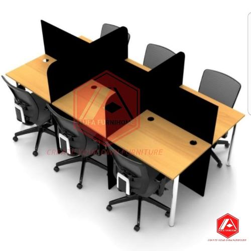 Jual Meja kerja kantor kubikal model 6 staff orang partisi laci kubikal ...