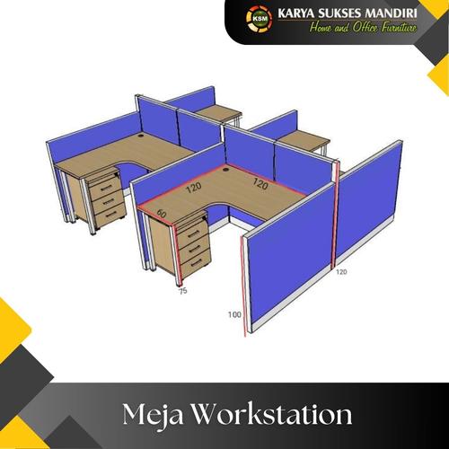 Jual Meja Kerja 4 Staff Admin Kantor Cubicle Partisi Workstation Model ...