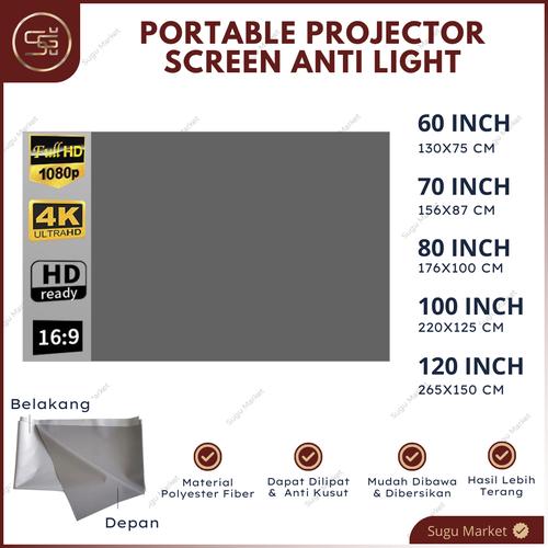 Jual Layar Proyektor Anti Light Ambient Screen Projector Folded 16:9 ...