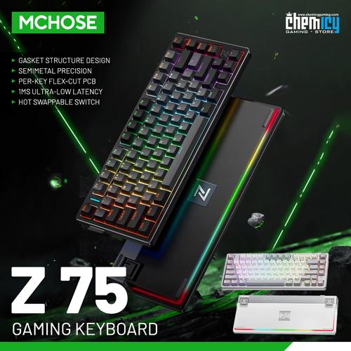 Promo MCHOSE Z75 75% RGB Semi-metal Mechanical Gaming Keyboard - Black ...
