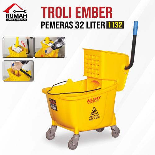 Jual TROLI EMBER PEMERAS 32 Liter / Single Bucket Wringer Trolley ALDO ...