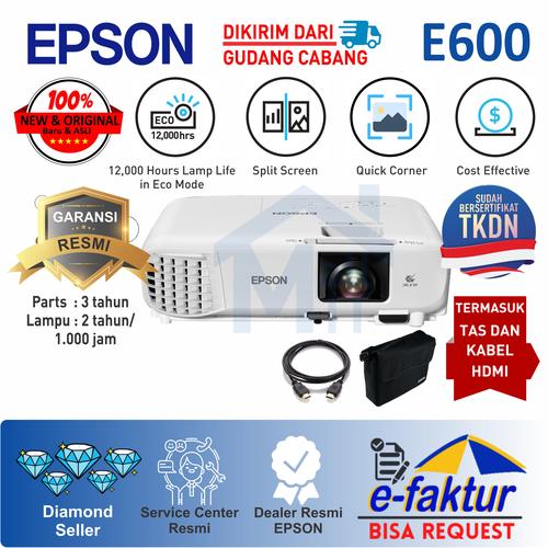 Promo PROYEKTOR EPSON EB-E600 EBE600 EB E600 XGA 3LCD 3400 Lumens TKDN Pengganti EB-E500 E500 ...