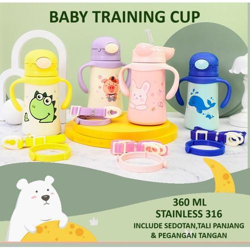 Jual TUMBLER TERMOS BABY TRAINING CUP 360 ML DENGAN SEDOTAN, TALI PANJANG DAN PEGANGAN TANGAN ...