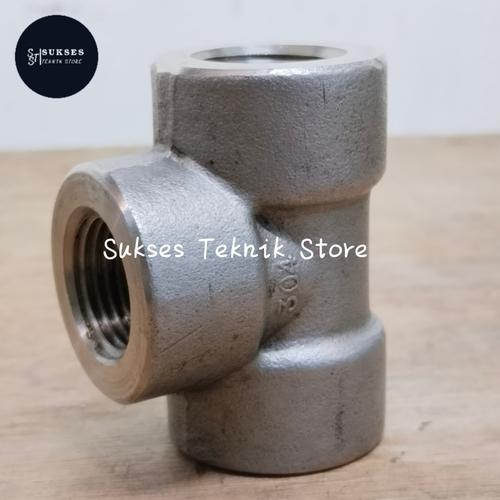 Jual Tee Stainless Class 3000 NPT ukuran 1.5" inch / Tee drat SS304 ...