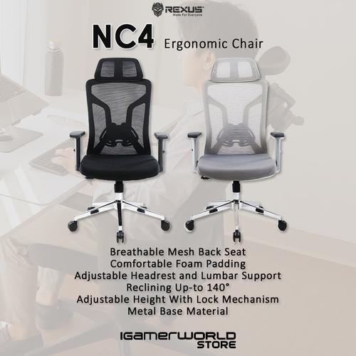 Promo Rexus NC 4 / NC4 Ergonomic Mesh Gaming Chair Office Chair - BLACK ...