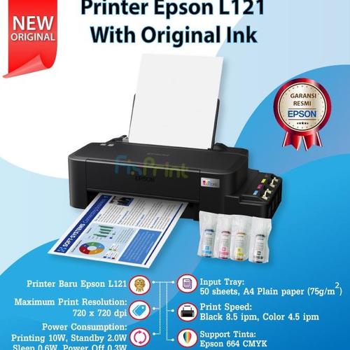 Jual PRINTER EPSON L121 L-121 L 121 PRINT ONLY A4 PENGGANTI L120 L-120 Print Foto Warna INKTANK ...