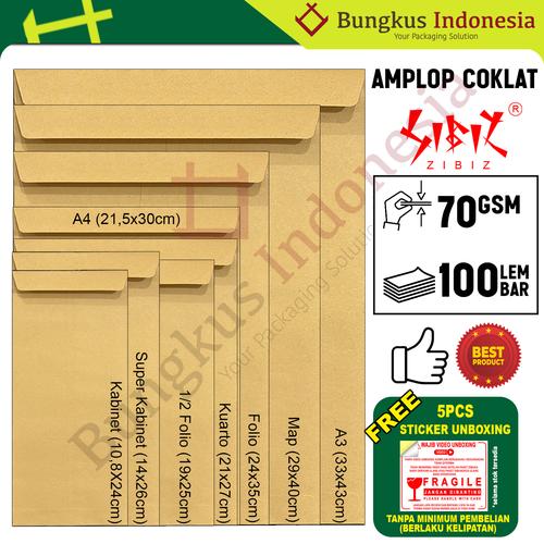 Jual Amplop Coklat Zibiz Super Kabinet 1/2 Folio Kuarto A4 Folio Map A3 - A4 - Jakarta Barat ...