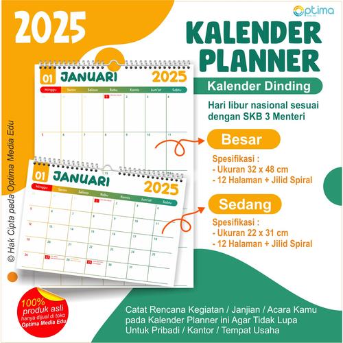 Jual Kalender Planner 2025 Model Kalender Dinding , Ukuran Besar (32 x ...