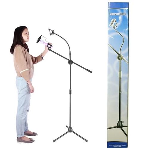 Jual Stand Mic Microphone Degree Berdiri Plus Holder Hp 360 Recording ...