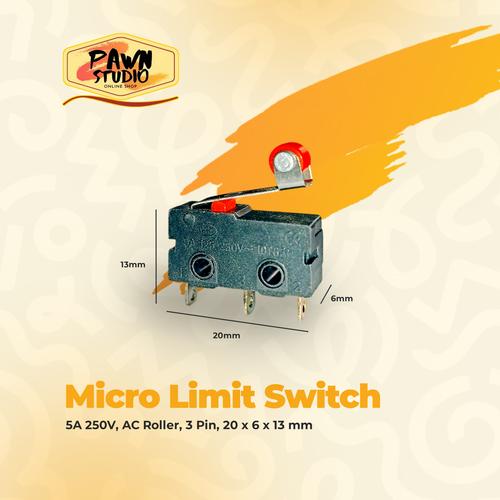 Jual Micro Limit Switch Mini 5A 250V AC Roller / Mini Micro Switch 3Pin 3P - Lidah + Roda ...