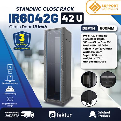Jual Rack Server IR6042G Close Rack 42U INDORACK Depth 600mm Glass Door ...