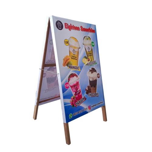 Jual PLANG MEREK - SPANDUK STAND BANNER RANGKA KAYU 2 SISI /SPANDUK ...