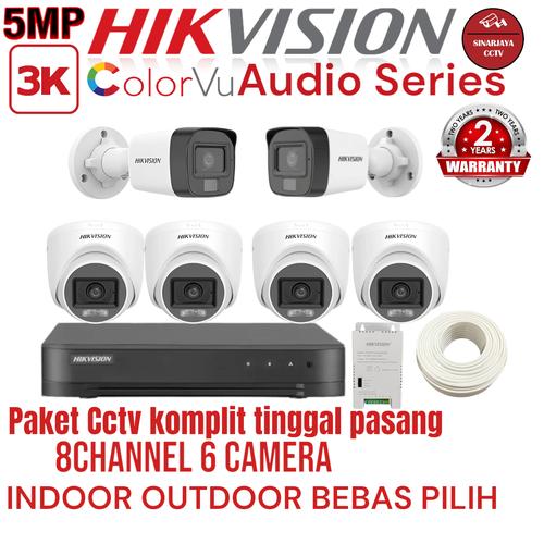 Promo Paket CCTV HIKVISION 5MP 3K ColorVu Audio 8 Channel 6 Camera Turbo HD Kamera Cctv Garansi ...