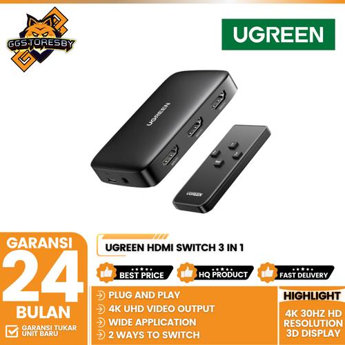 Jual UGREEN HDMI Switch 3 In 1 Out Switcher Splitter 4K 30Hz HD Resolution 3D Display - 80125 ...