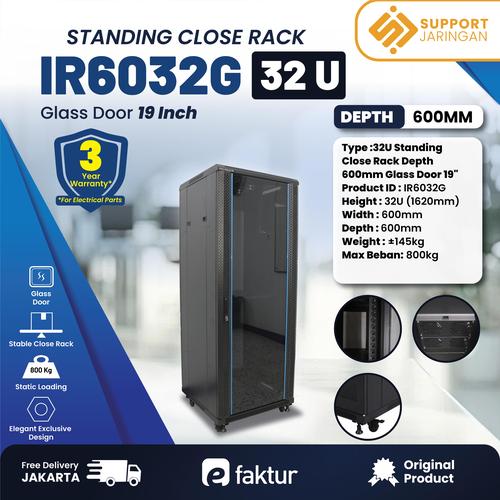 Jual Rack Server IR6032G Close Rack 32U INDORACK Depth 600mm Glass Door ...