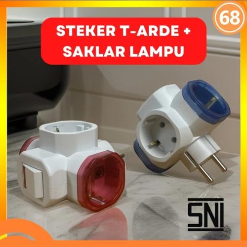Jual Steker T Arde Colokan Listrik Cabang 3 + Switch Saklar Tee Multi ...