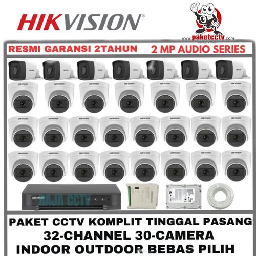 Jual paket cctv hikvision 2mp 32 channel 30 camera turbo hd kamera cctv ...
