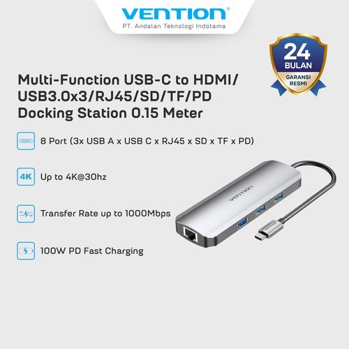 Promo Vention Multi function Hub Adapter USB C to HDMI 8in 1 Docking ...