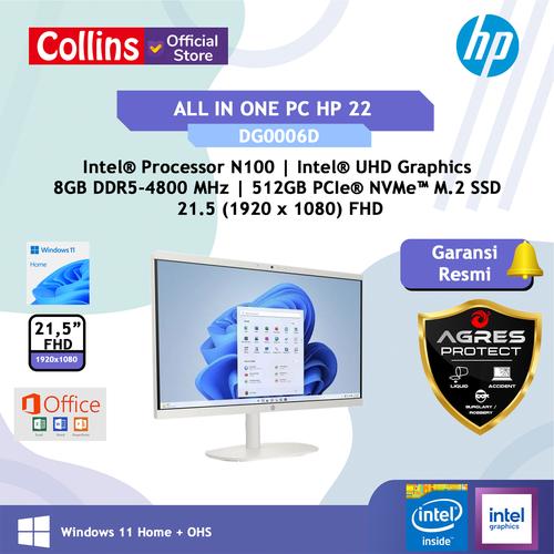 Promo ALL IN ONE PC HP 22-DG0006D Intel Celeron N100 8GB 512GB 21,5 ...