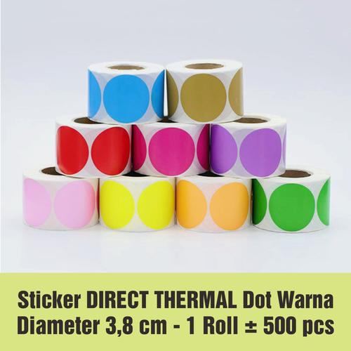 Jual Stiker DIRECT THERMAL Label Dot Warna 38 mm Sticker Print Thermal ...