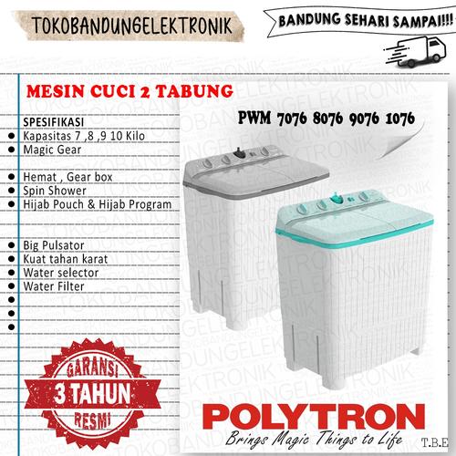 Jual mesin cuci 2 tabung 10 kg polytron pwm 1076 9076 8076 7076 garansi ...