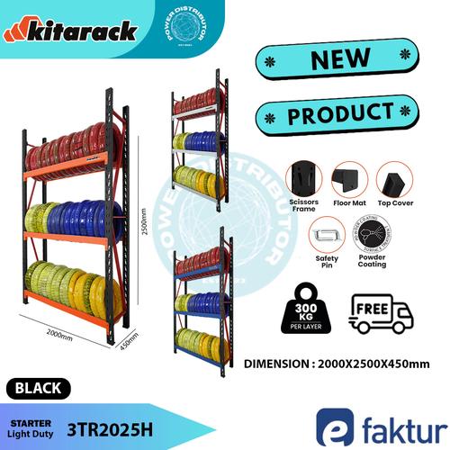 Jual KITARACK Tire Rack 3TR2025 3 Layer Frame Hitam - Panjang 2 Meter x ...