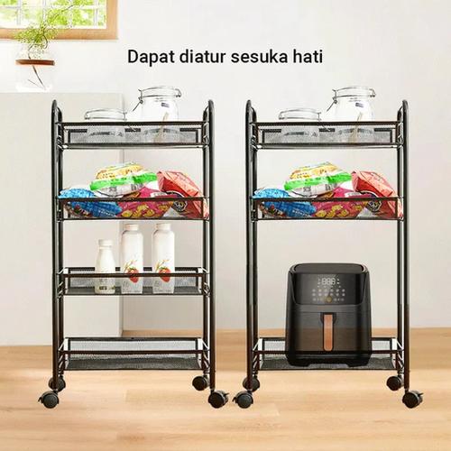 Jual Rak penyimpanan troli besi empat susun Rak Troli Susun Rak Roda ...