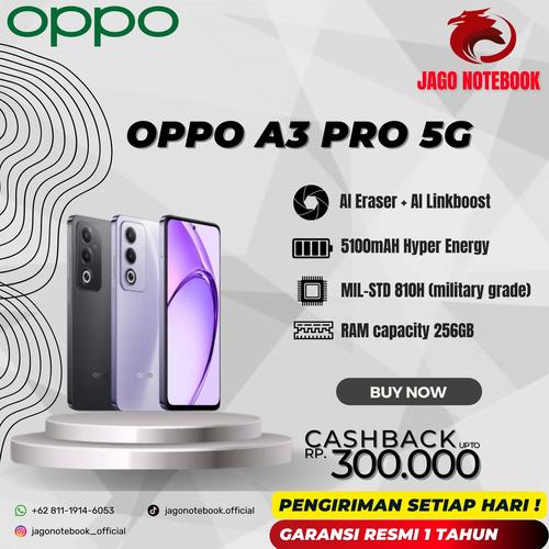 Promo Oppo A3 PRO 5G 8GB 256GB (BOX CHA+CAS+SCR) Garansi Resmi Oppo ...