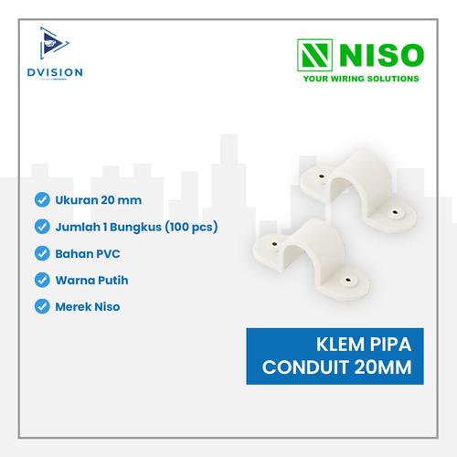 Jual KLEM PIPA LISTRIK 20 MM NISO (100 PCS) / CLAMP PIPA CONDUIT - Kota ...