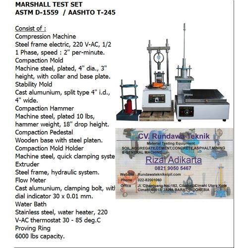 Promo Marshall test ASTM D-1559 / AASHTO T-245 / Jual Marshall test ...
