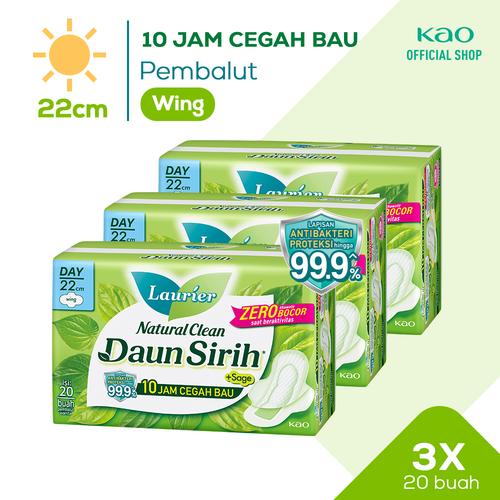 Promo Laurier Natural Clean 20s Triplepack - Pembalut Daun Sirih Wing ...