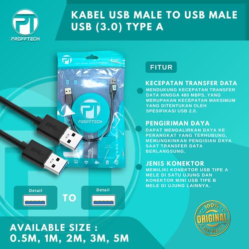 Jual Kabel USB Male to USB Male, USB (3.0) Type A. 2 Meter. ProffTech ...