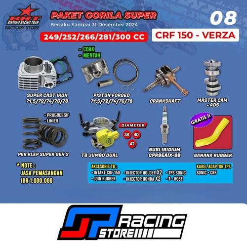 Promo BRT Paket Trabas Gorila Super 8 Bore UP CRF 150 Blok-Piston-TB ...