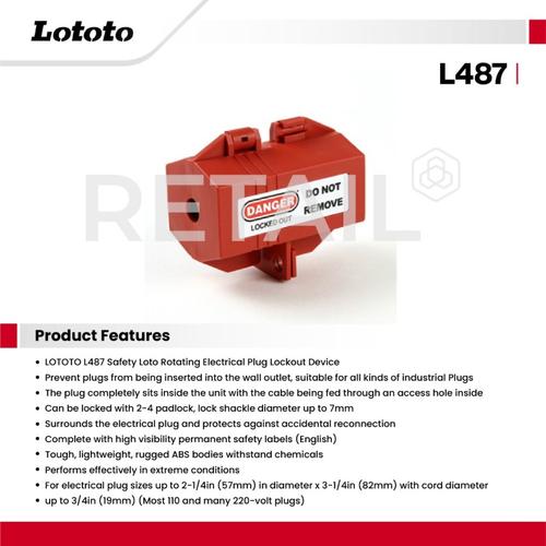 Jual LOTOTO Safety Loto Rotating Electrical Plug, For 110V Plugs - L487 ...