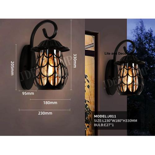 Jual LAMPU DINDING KLASIK OUTDOOR HITAM MOTIF LENGKUNG TINGGI 33CM ...
