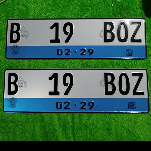 Jual plate barcode reflective putih mobil listrik font terbaru 1pasang ...
