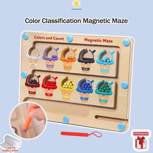 Jual Mainan Sorting Warna Magnet Kayu / klasifikasi Warna Maze ...
