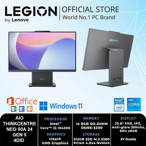 Promo LENOVO AIO ALL IN ONE THINKCENTRE NEO 50A 24 GEN 5 4DID INTEL ...