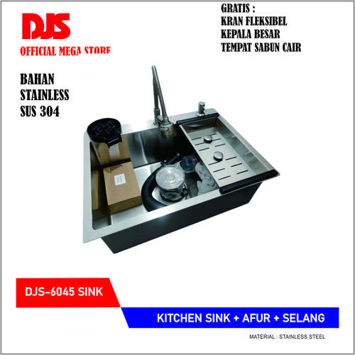 Jual Kitchen sink 6045 Stainless steel dengan KRAN Fleksibel DAN ...