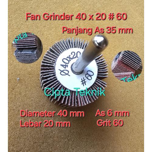 Jual Fan Grinder 40 x 20 Grit 60 Amplas Kipas 40x20 Grit60 Rotary Flap ...