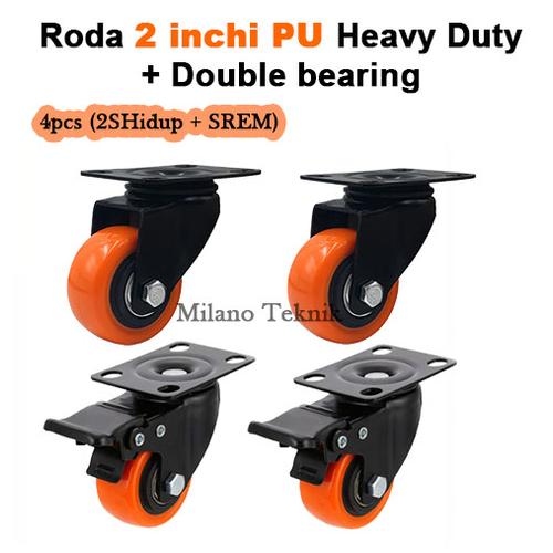 Jual Roda 2 inchi PU (4pcs)+Double bearing Heavy Duty Etalase Troli ...