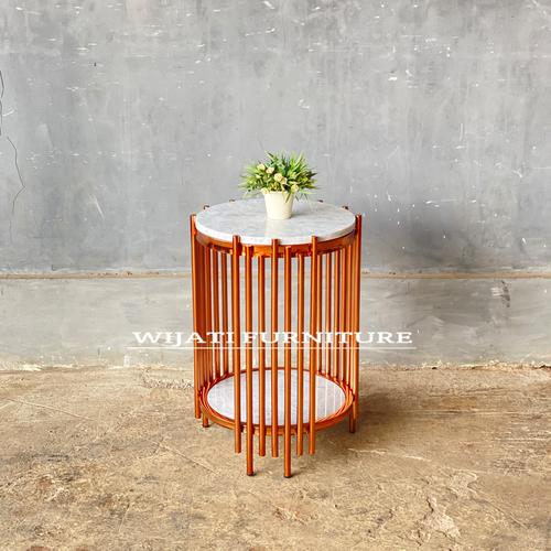 Jual Meja Sudut Meja Pojok Marmer Putih Carrara Kaki Stainless Diameter ...