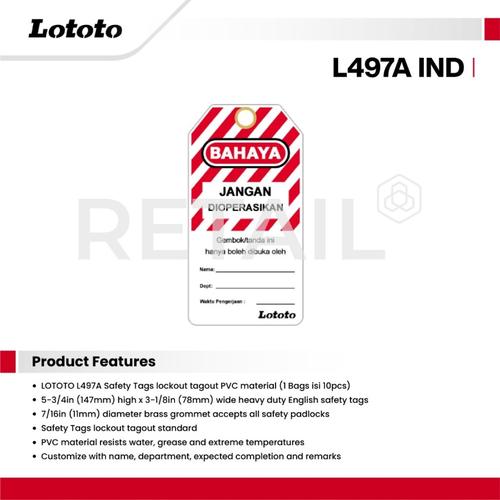 Jual LOTOTO Safety Loto Lockout Tagout Tags Isi 1 Pcs - L497A IND ...