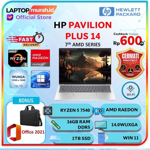 Promo HP Pavilion Plus 14 EY0016AU EY0017AU Ryzen 5 7540U 16GB 1TB SSD ...